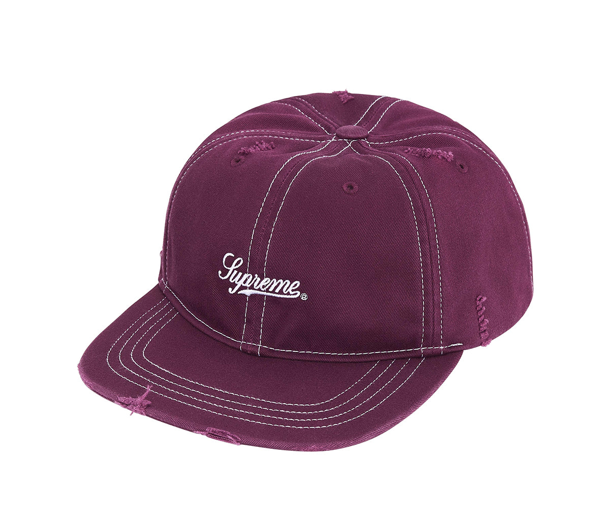 Supreme Distressed Script 6-Panel Dark Purple – Section Store